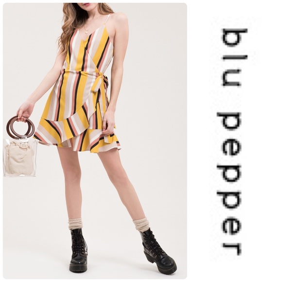 Blu Pepper | Dresses | Blu Pepper Ruffle Trim Stripe Print Dress | Poshmark